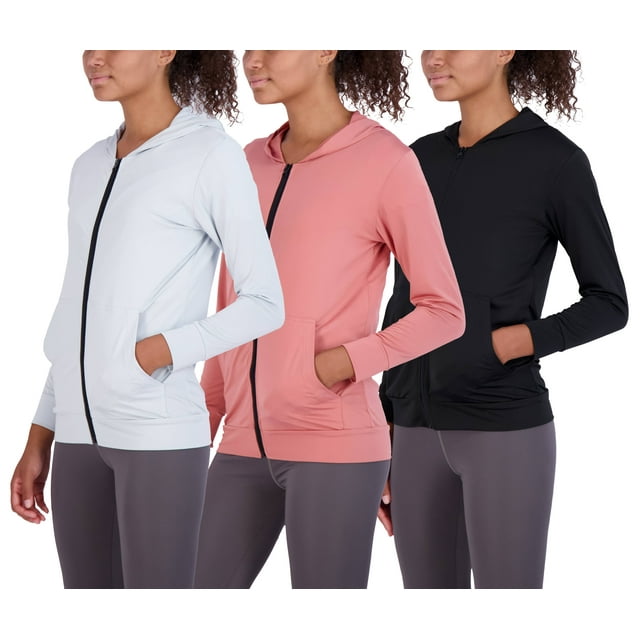 Real Essentials 3 Pack: Womens Dry-Fit Long Sleeve Quarter Zip & Full ...