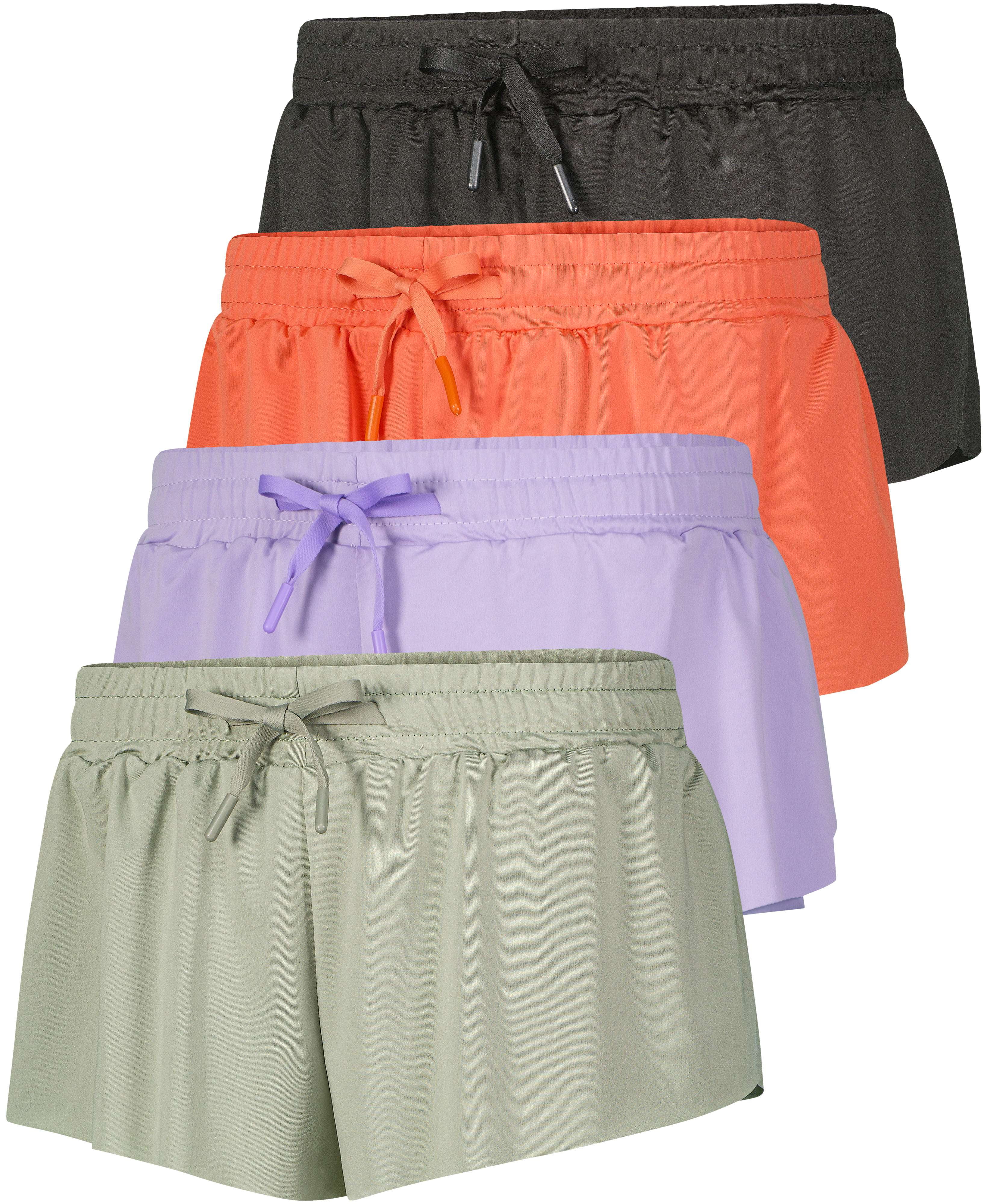 Real Essentials 4 Pack: Girls 2-in-1 Flowy Shorts with Spandex Liner ...
