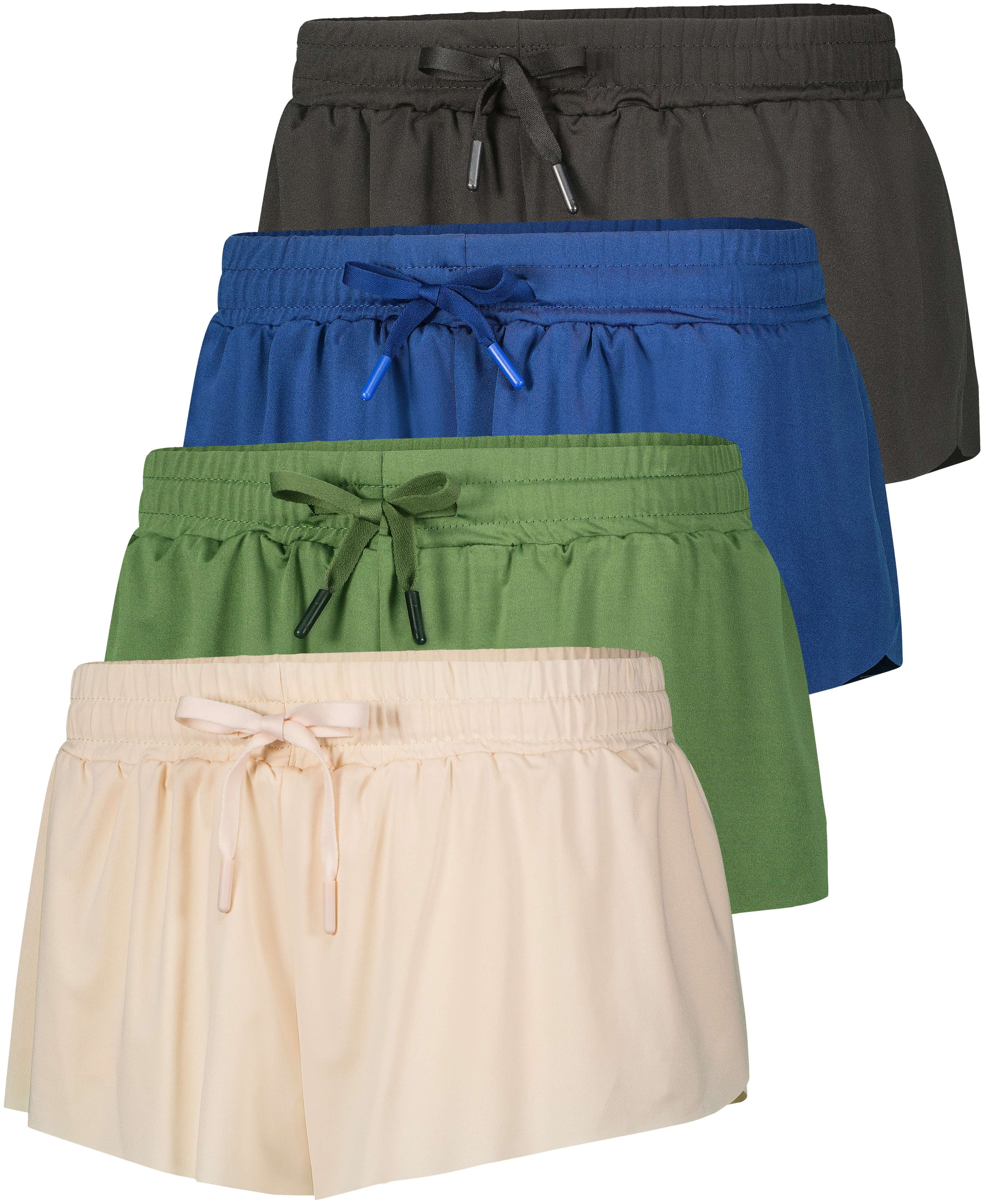 Real Essentials 4 Pack: Girls 2-in-1 Flowy Shorts with Spandex Liner ...