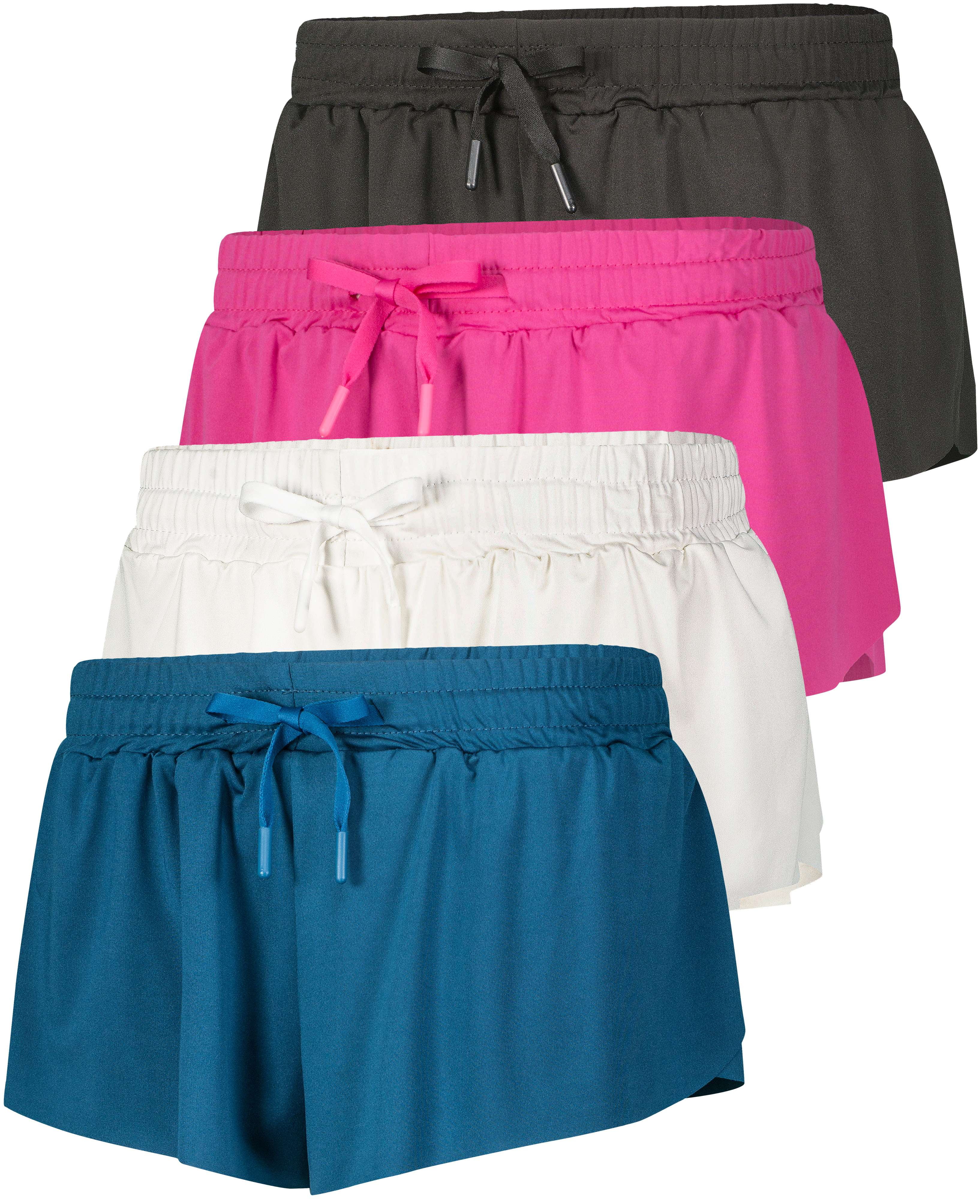 Real Essentials 4 Pack: Girls 2-in-1 Flowy Shorts with Spandex Liner ...