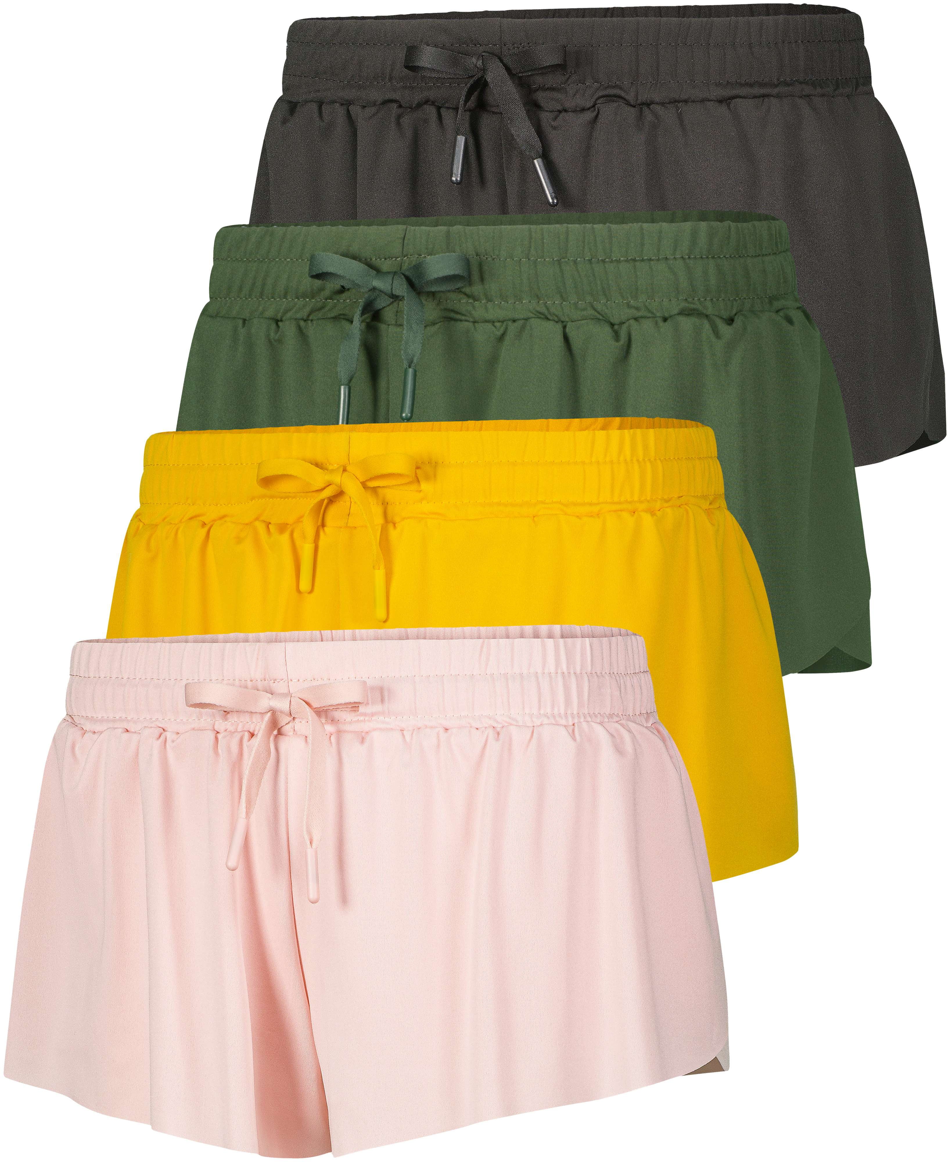 Real Essentials 4 Pack: Girls 2-in-1 Flowy Shorts with Spandex Liner ...