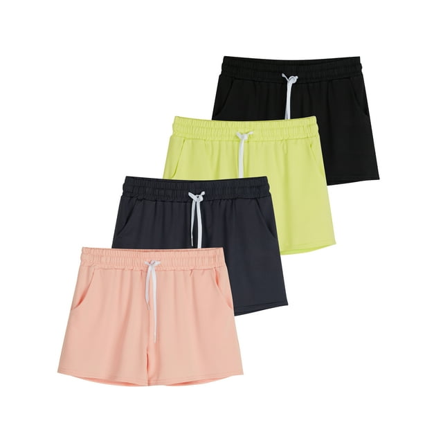 Real Essentials 4 Pack: Girls Athletic Performance Dry-Fit Running ...