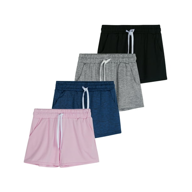 Real Essentials 4 Pack: Girls Athletic Performance Dry-Fit Running ...