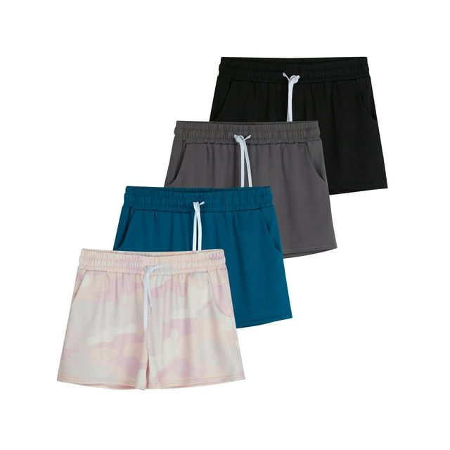 Real Essentials 4 Pack: Girls Athletic Performance Dry-Fit Running ...