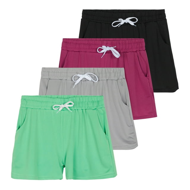 Real Essentials 4 Pack: Girls Athletic Performance Dry-Fit Running ...