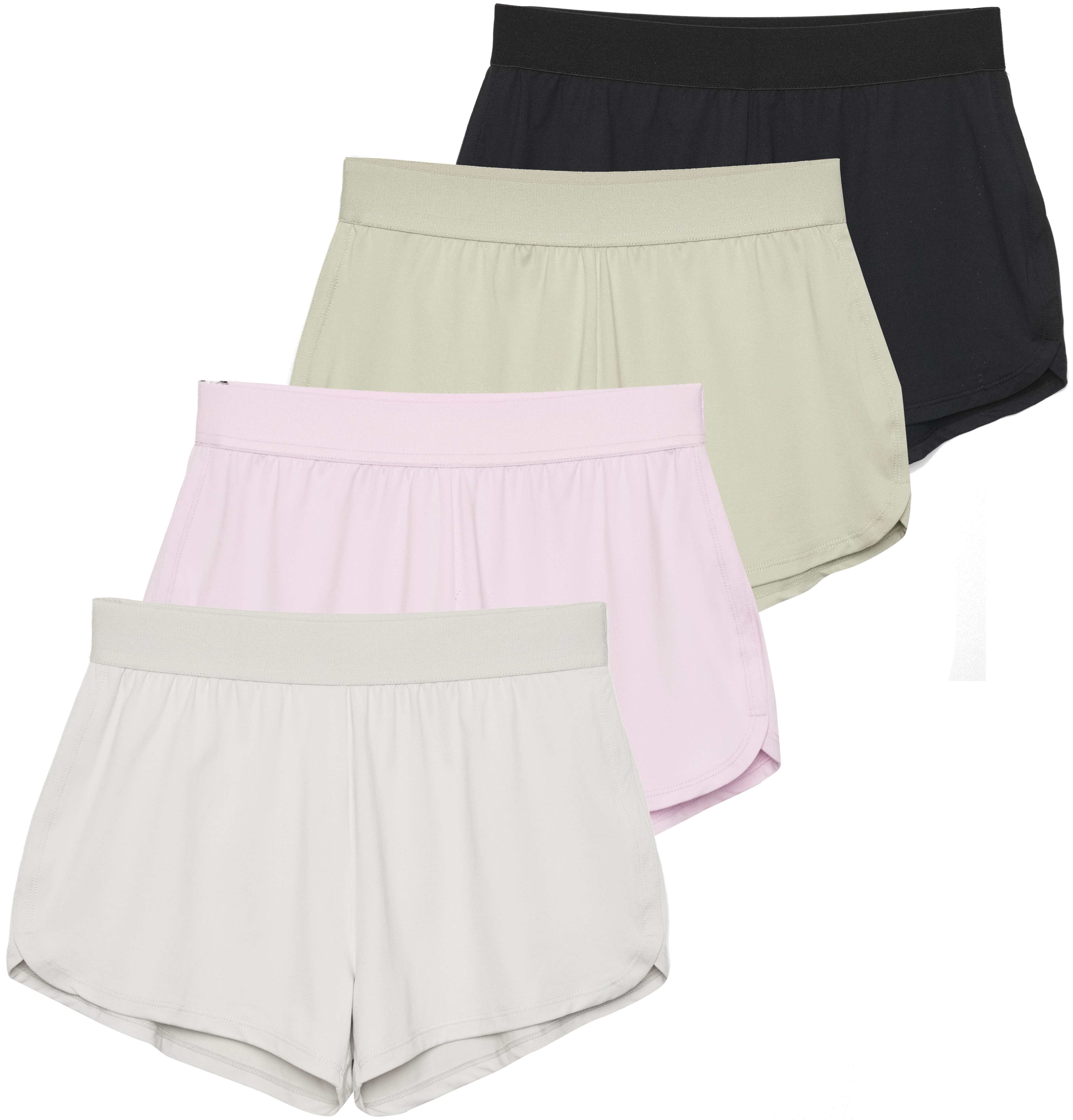 Real Essentials 4 Pack: Girls Athletic Performance Running Shorts with ...