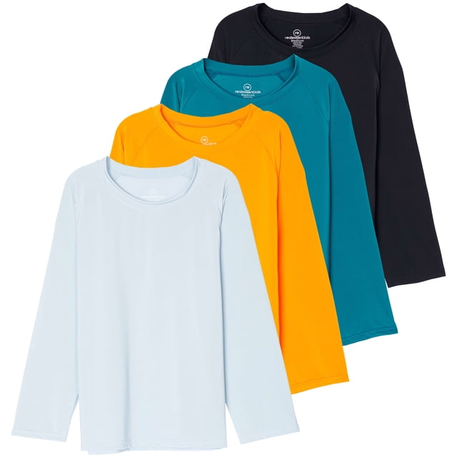 Real Essentials 4 Pack: Girls Long Sleeve Rash Guard Shirt - Swimwear ...