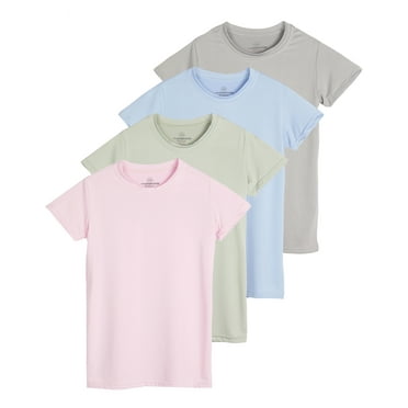 Real Essentials 4 Pack: Women's Cotton Classic-Fit Long-Sleeve Crewneck ...