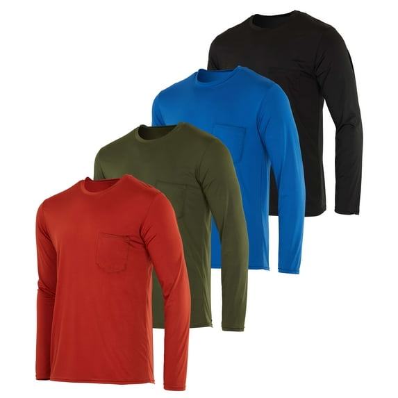 Real Essentials Men's Dry-Fit Long Sleeve Pocket T-Shirts, UPF 50, 4 Pack, S-5XLT - Walmart.com
