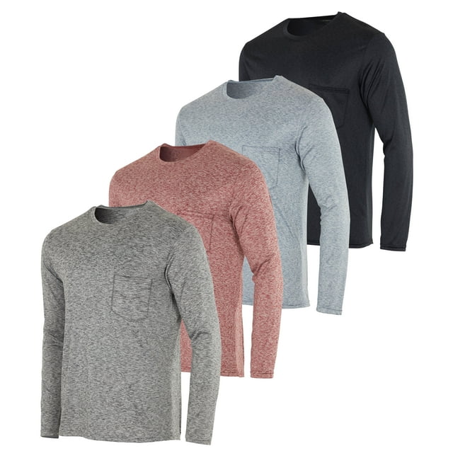 Real Essentials 4 Pack: Men's Dry-Fit Active Athletic Long Sleeve ...