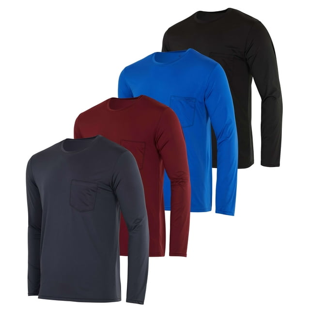 Real Essentials 4 Pack: Men's Dry-Fit Active Athletic Long Sleeve ...