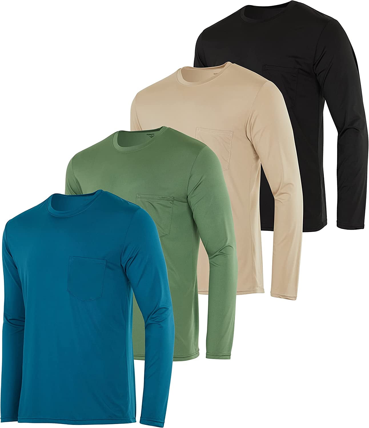 Real Essentials 4 Pack: Men's Dry-Fit Active Athletic Long Sleeve ...