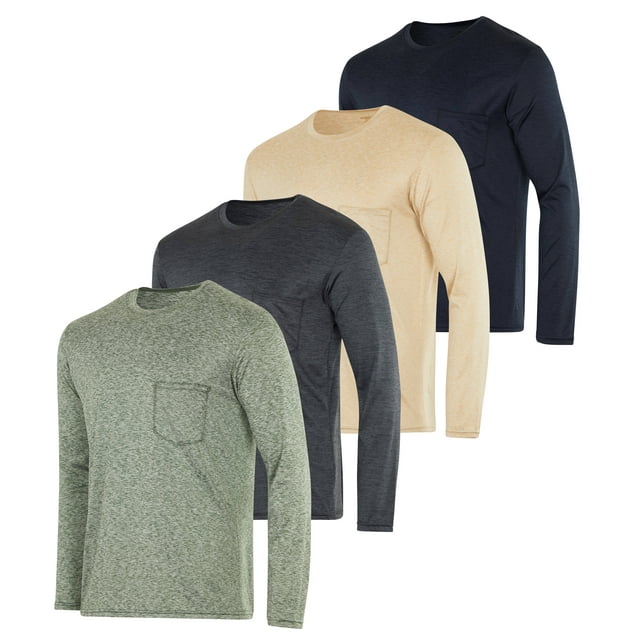 Real Essentials 4 Pack: Men's Dry-Fit Active Athletic Long Sleeve ...