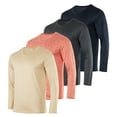 Real Essentials 4 Pack: Men's Dry Fit Long Sleeve V-Neck Active T-Shirt - Athletic Outdoor UPF ...