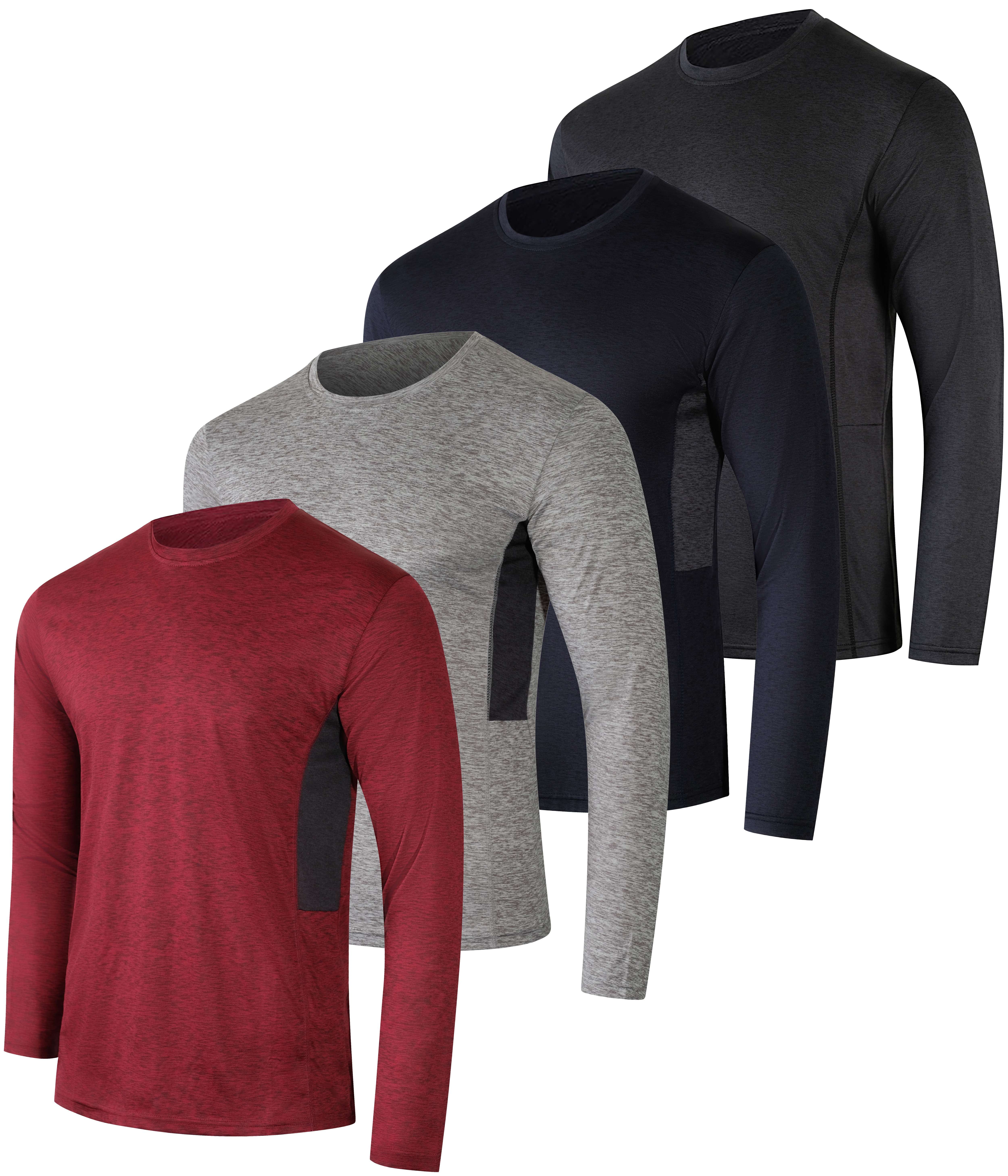 Real Essentials 4 Pack Men's UV SPF Moisture Wicking Long Sleeve Shirt ...