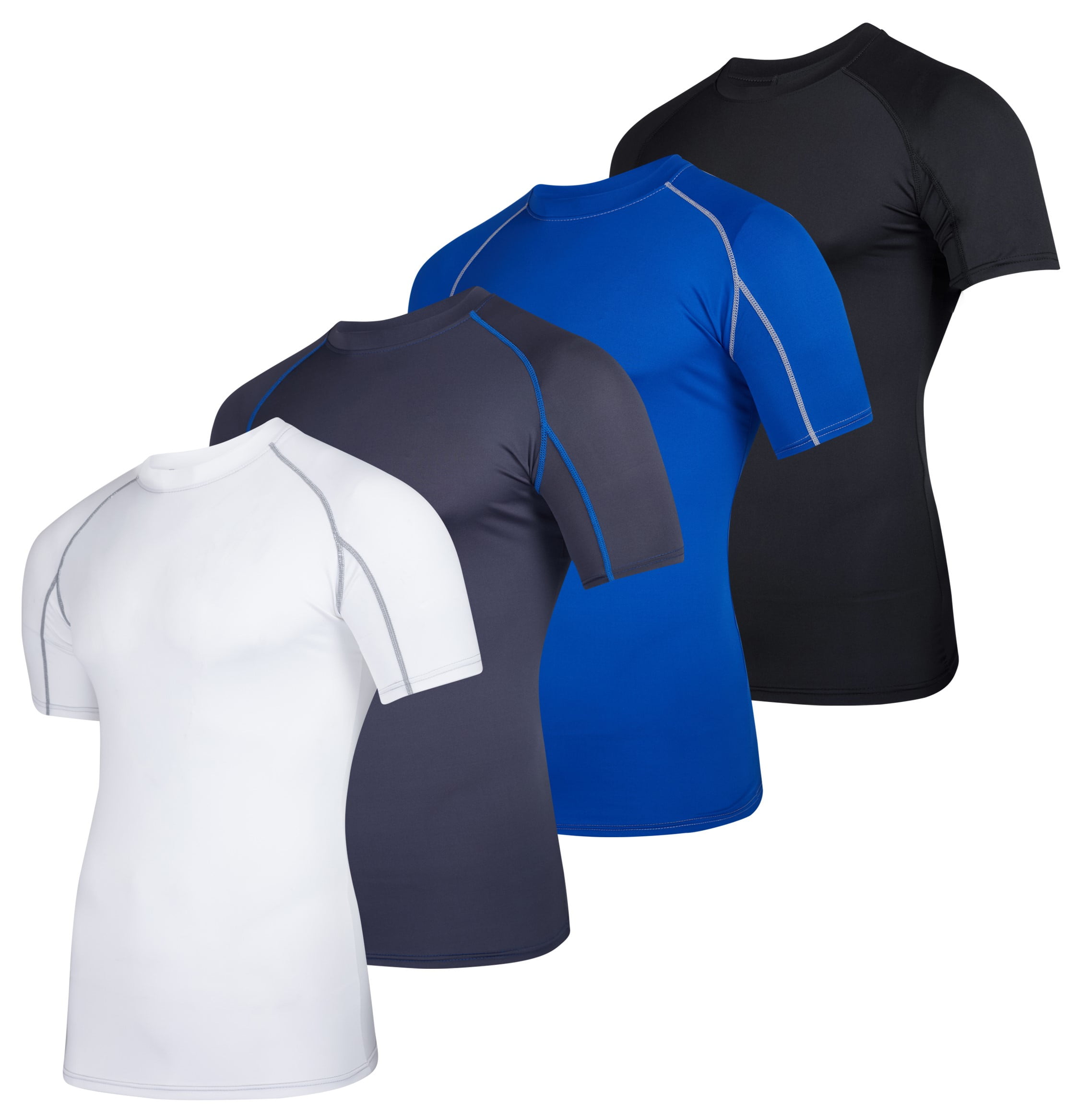 Real Essentials 4 Pack: Men's Short Sleeve Compression T-Shirt Base ...