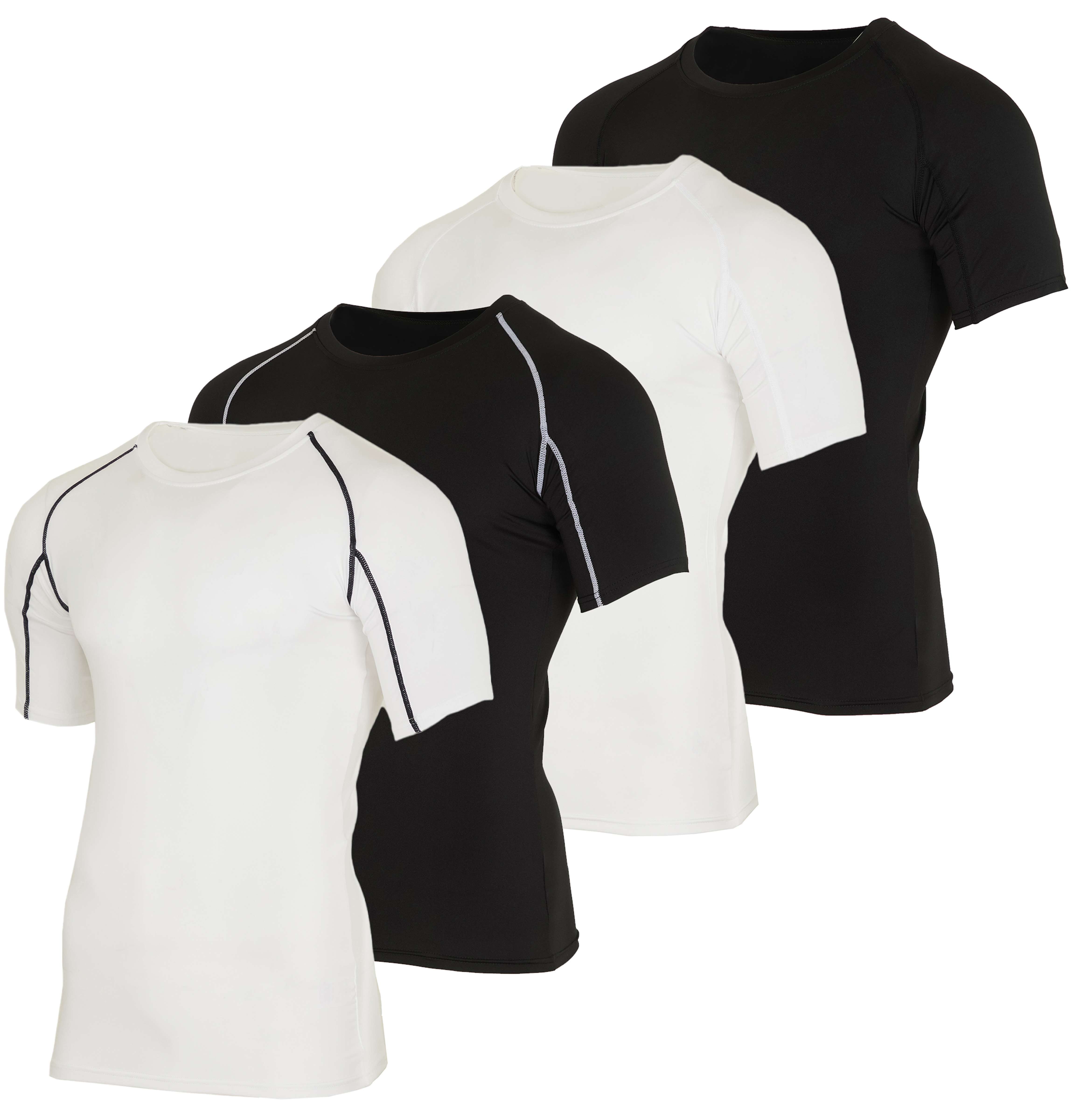 Real Essentials 4 Pack: Men's Short Sleeve Compression T-Shirt Base ...