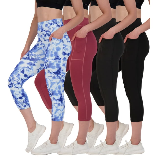 Free Shipping! Real Essentials 4 Pack: Women's Capri Leggings with ...