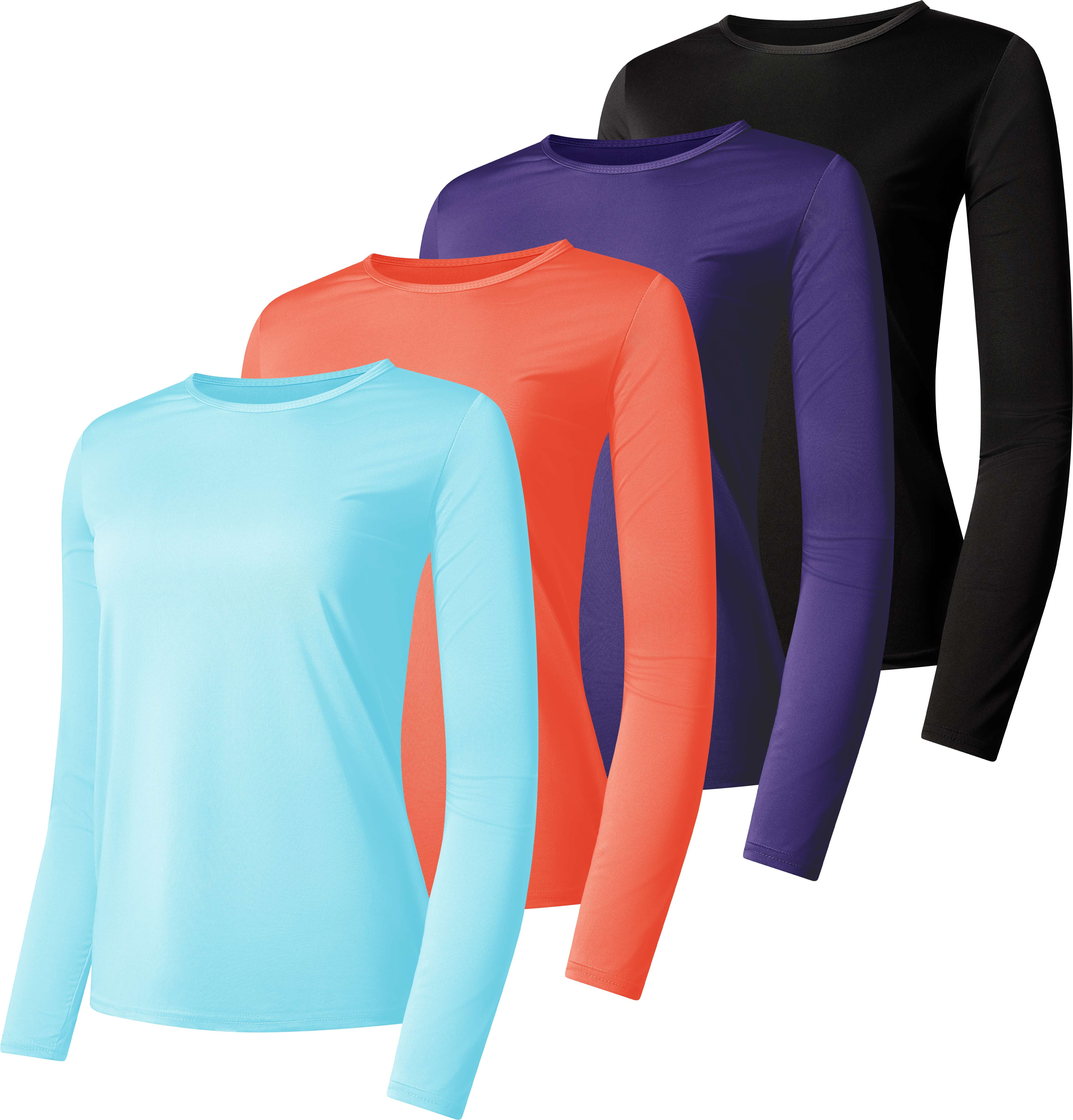 Real Essentials 4 Pack: Women's Dry-Fit Tech Stretch Long-Sleeve ...