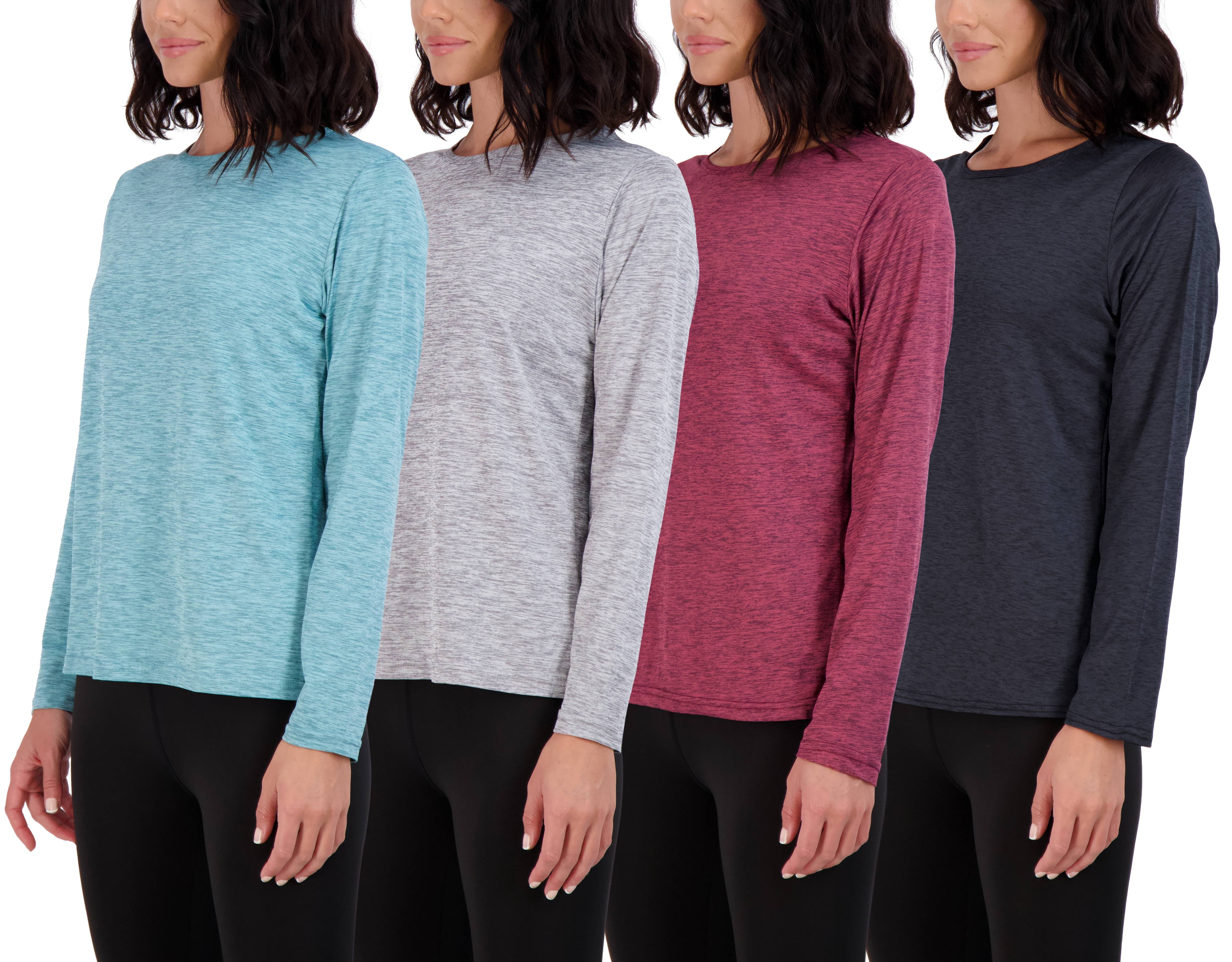 Real Essentials 4 Pack: Women's Dry-Fit Tech Stretch Long-Sleeve ...