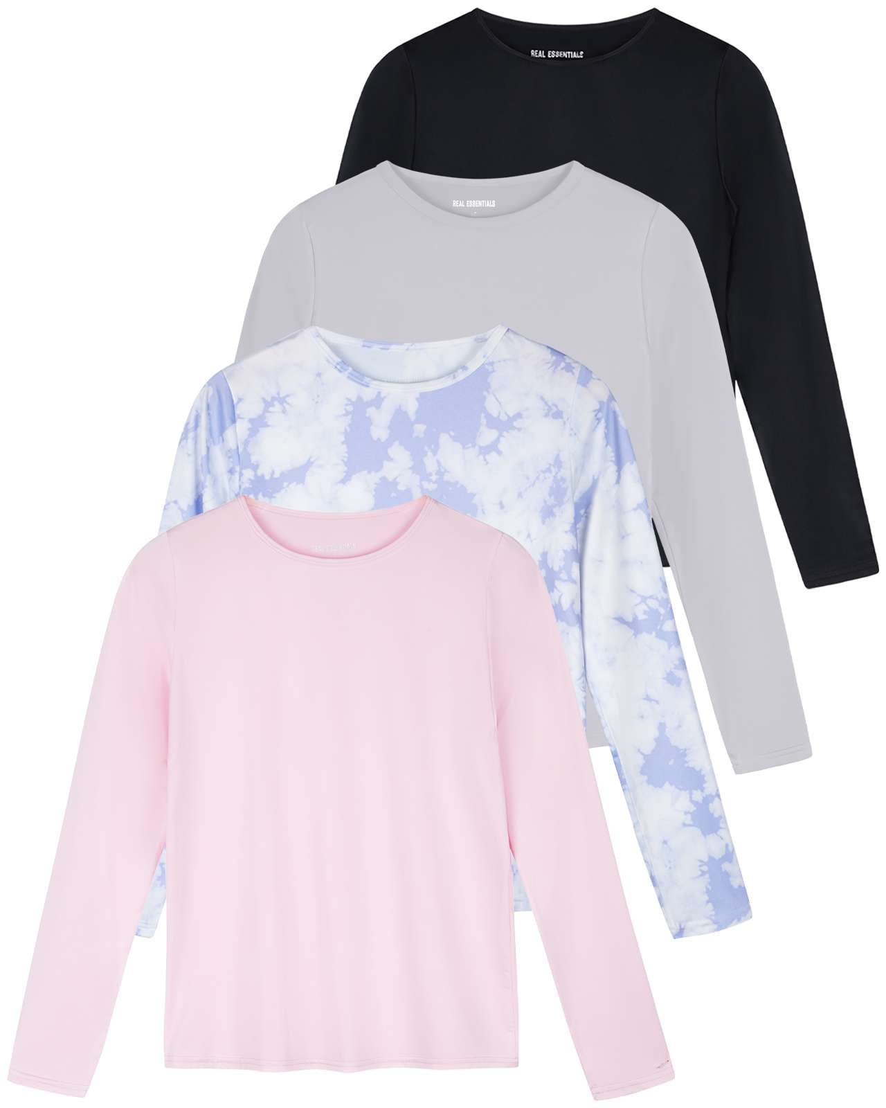 Real Essentials 4 Pack: Women's Dry-Fit Tech Stretch Long-Sleeve ...