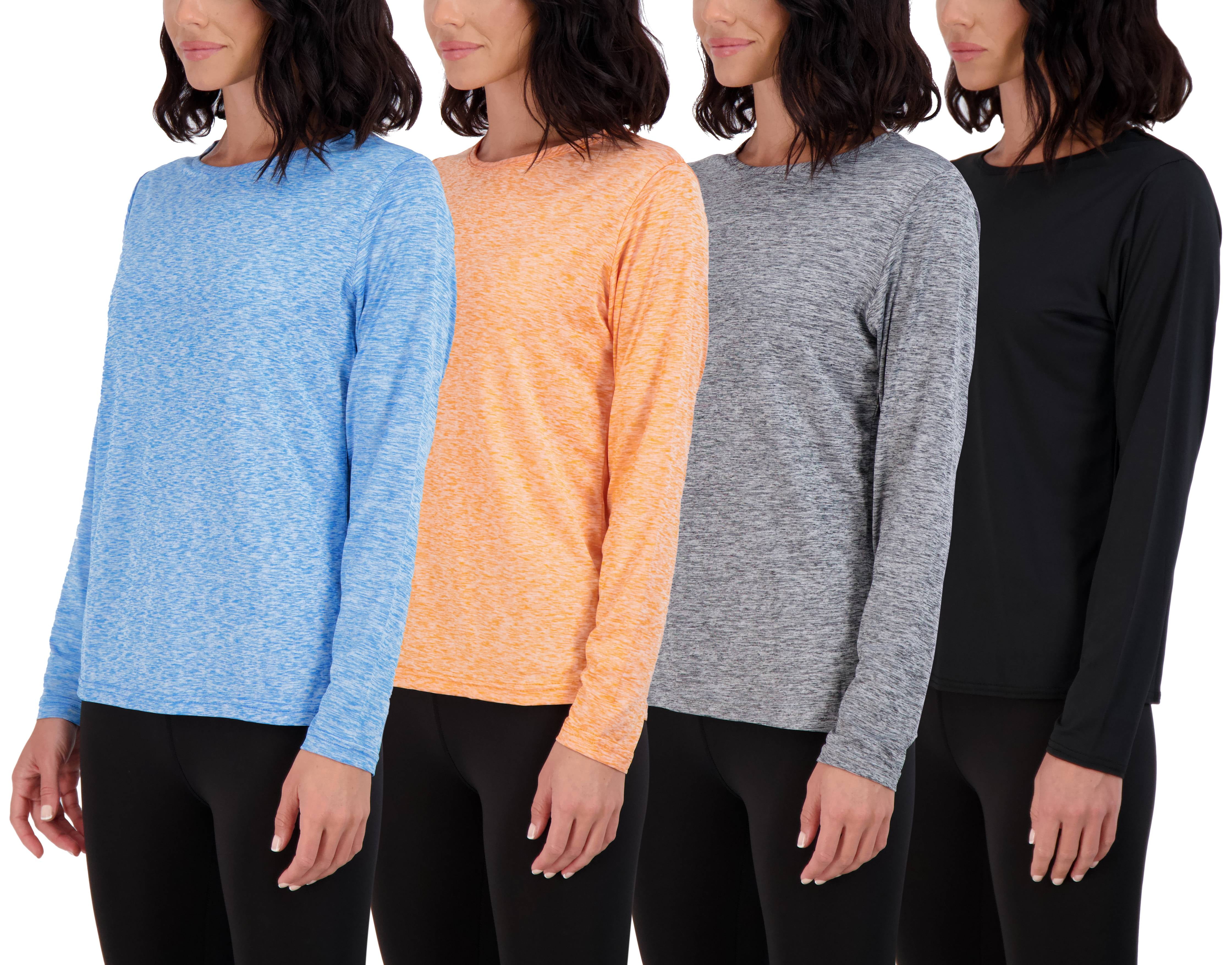 Real Essentials 4 Pack: Women's Dry-Fit Tech Stretch Long-Sleeve ...