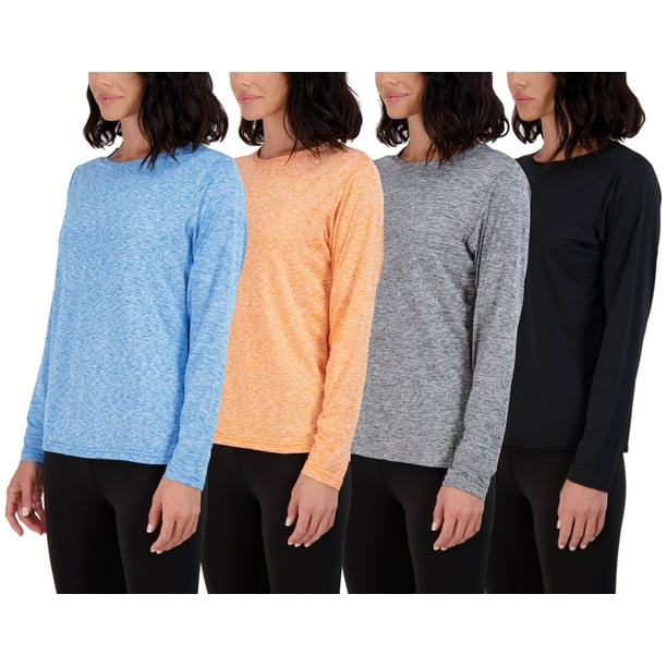 Real Essentials 4 Pack: Women's Dry-Fit Tech Stretch Long-Sleeve ...