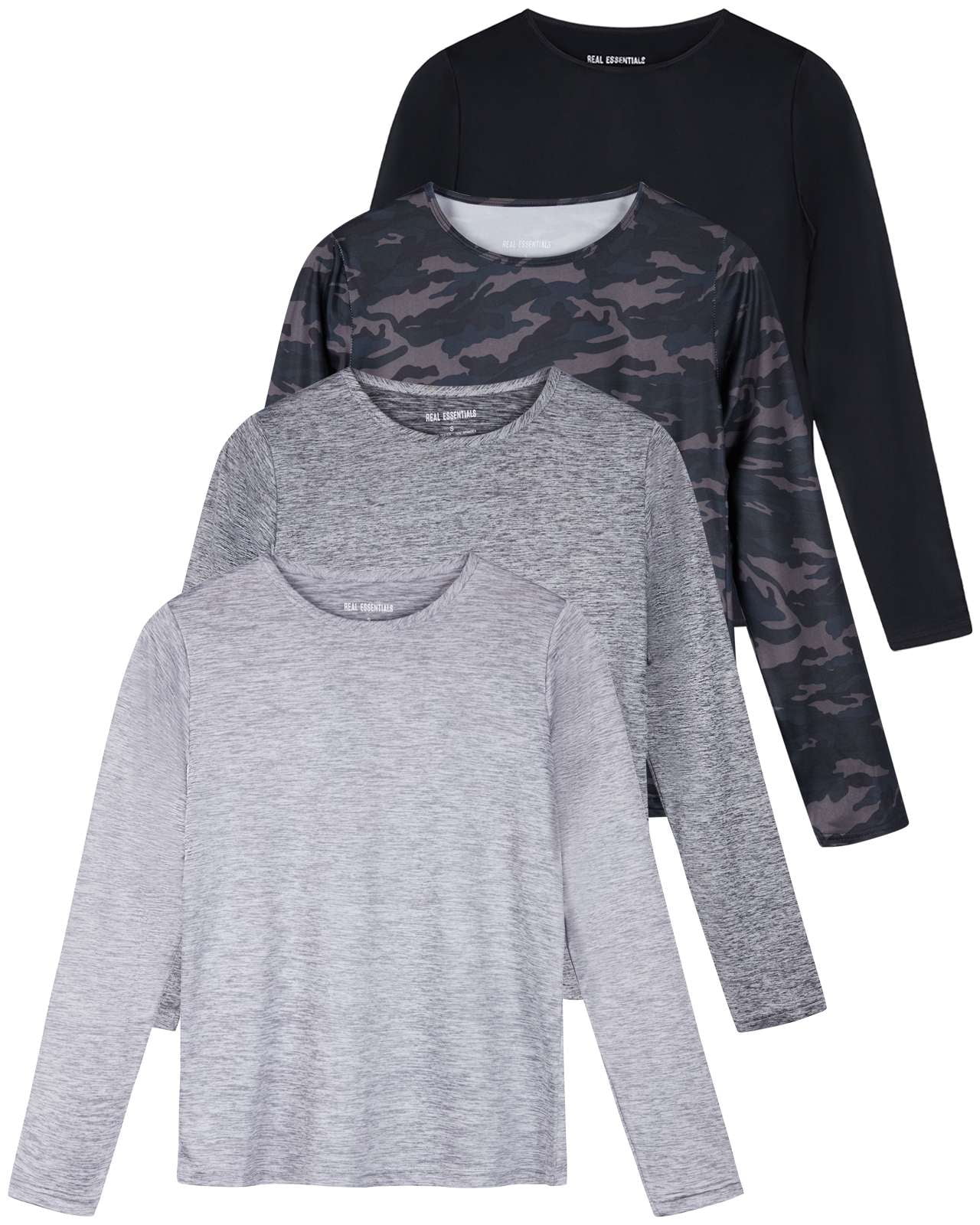 Real Essentials Women's Active Long-Sleeve T-Shirt 4 Pack: Dry-Fit Tech ...