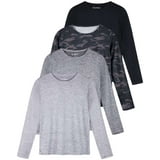 Real Essentials 4 Pack Women's Dry-Fit Stretch Long-Sleeve T-Shirt ...
