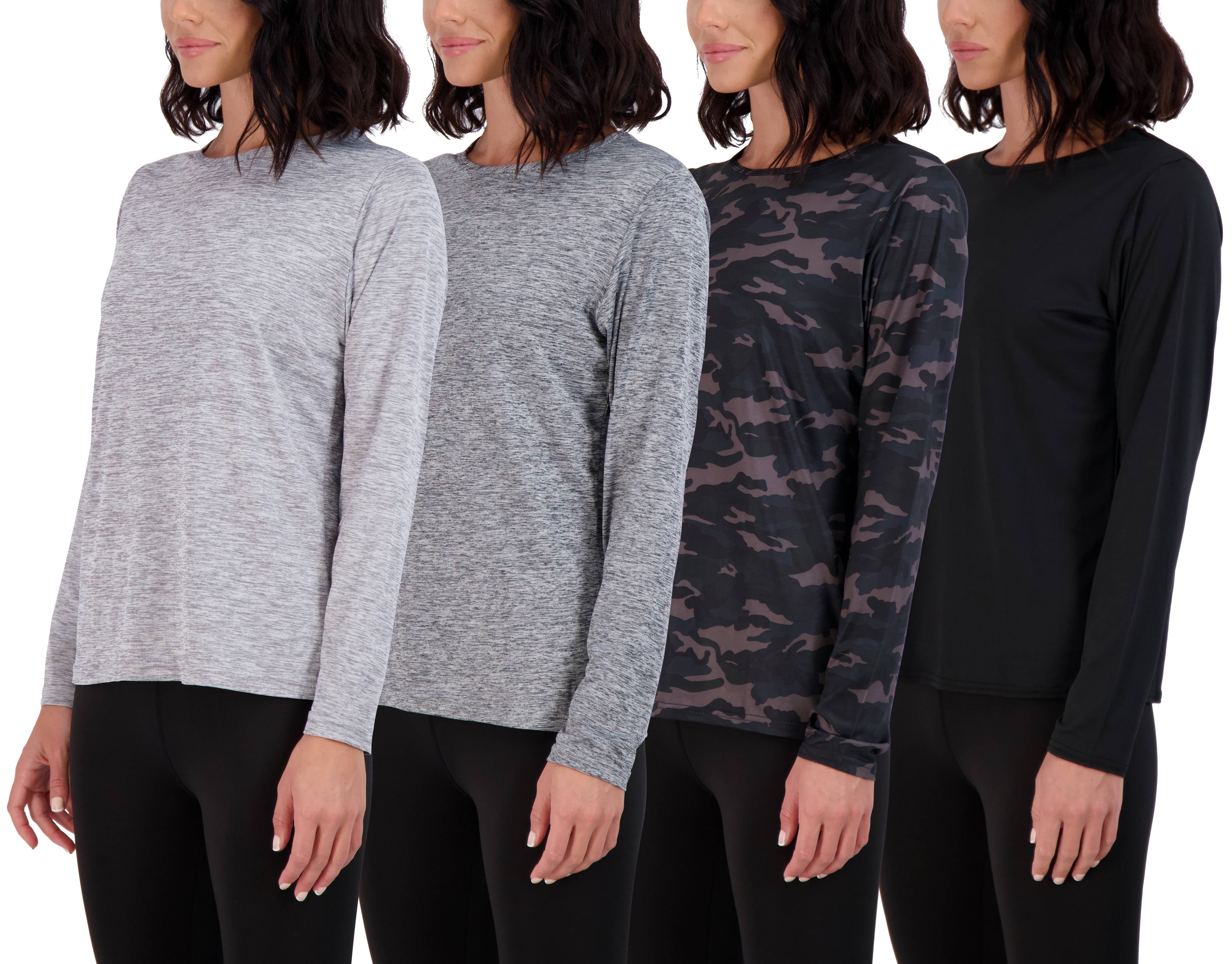 Real Essentials 4 Pack: Women's Dry-Fit Tech Stretch Long-Sleeve ...