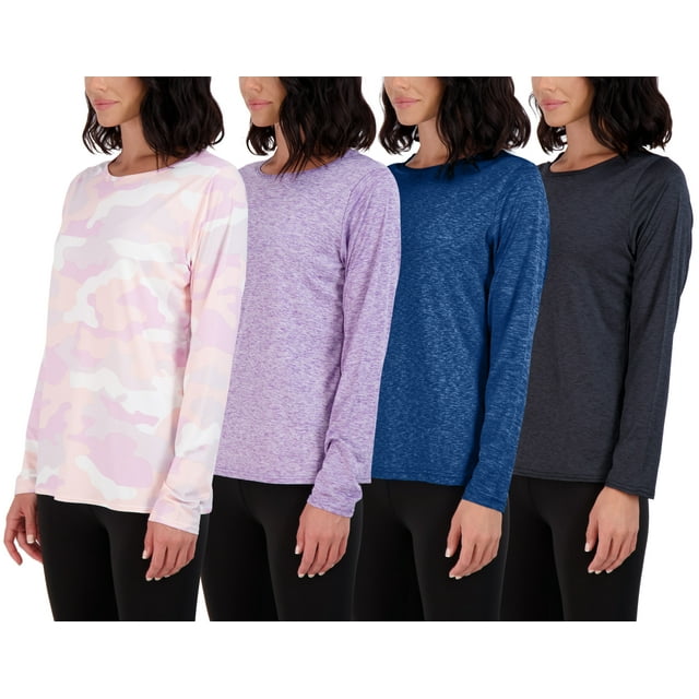 Real Essentials 4 Pack: Women's Dry-Fit Tech Stretch Long-Sleeve ...