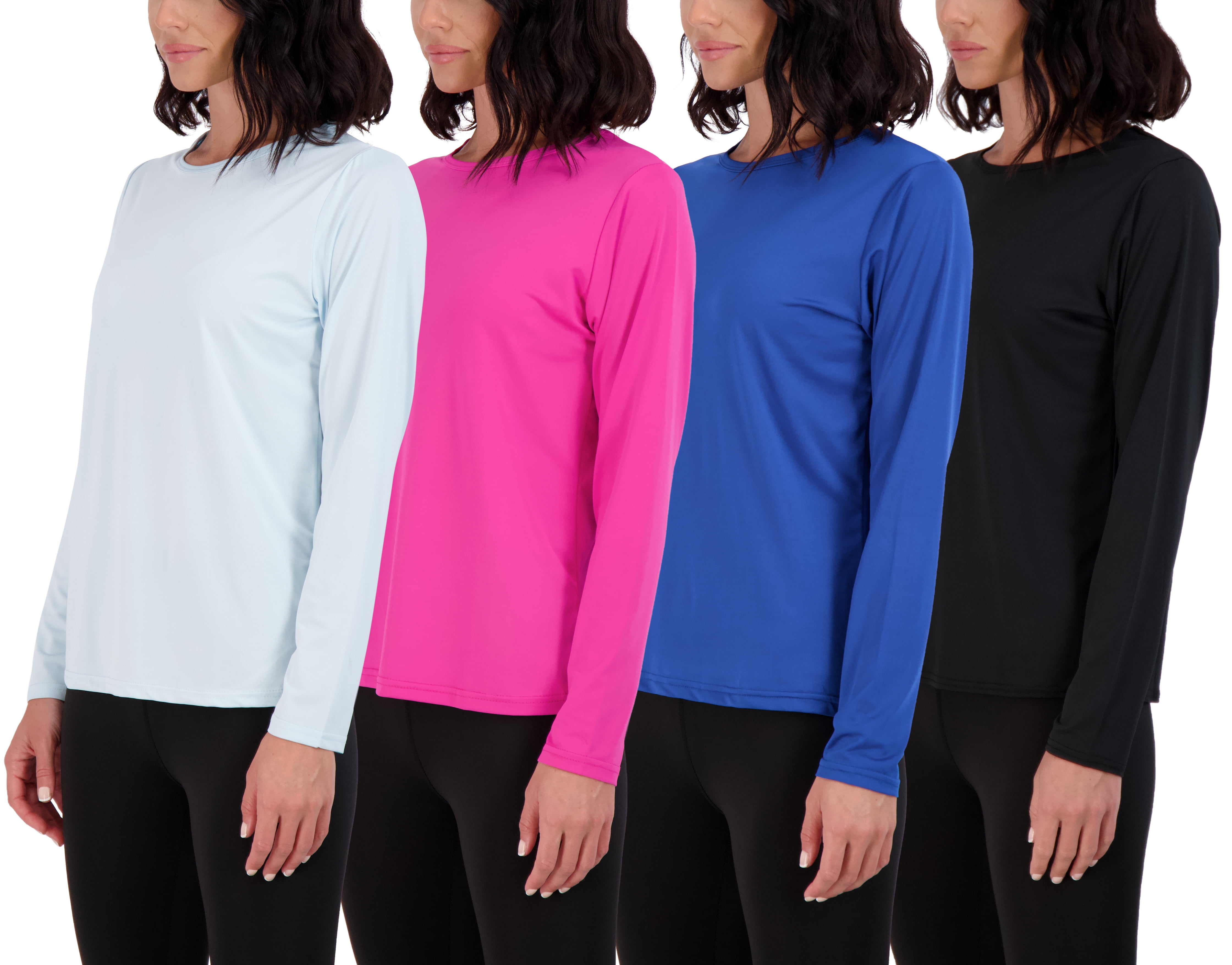 Real Essentials 4 Pack: Women's Dry-Fit Tech Stretch Long-Sleeve ...