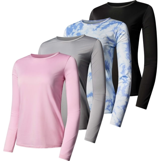 Real Essentials Women's Dry-Fit Tech Stretch Long-Sleeve Workout T ...