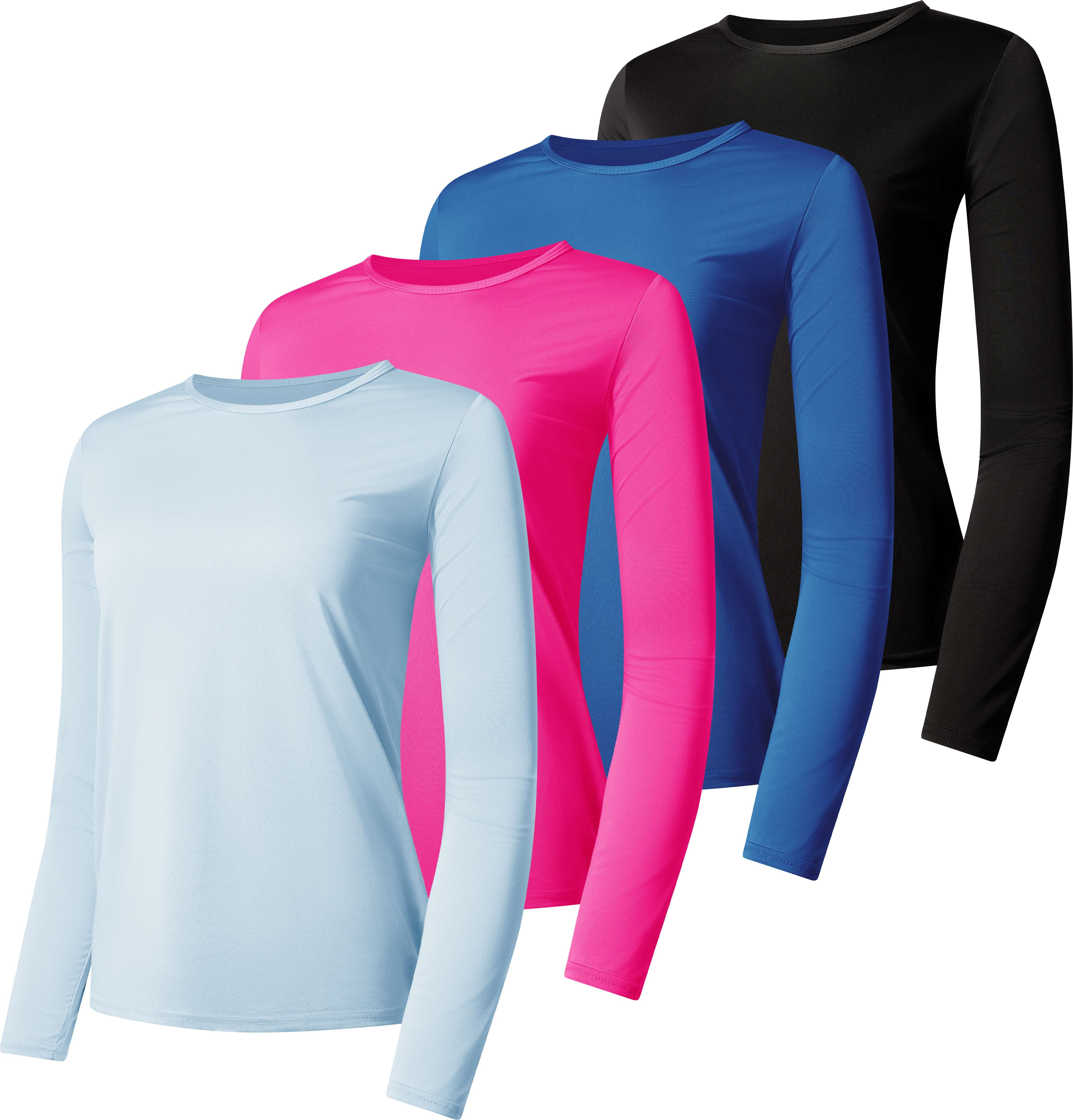 Real Essentials 4 Pack: Women's Dry-Fit Tech Stretch Long-Sleeve ...