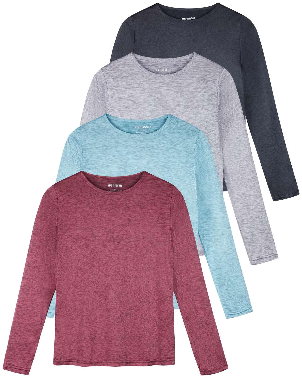 Real Essentials 4 Pack: Women's Dry-Fit Tech Stretch Long-Sleeve ...