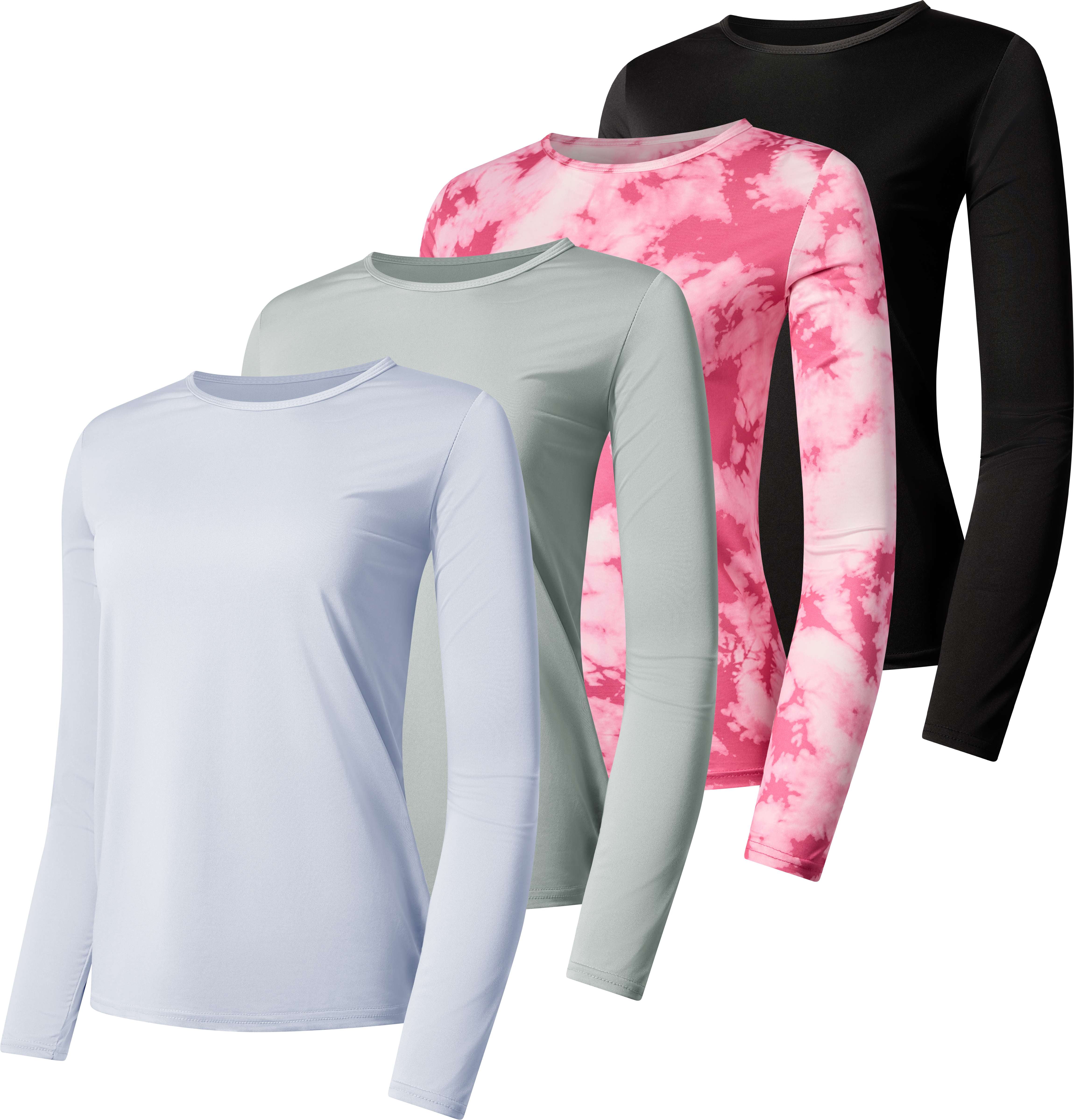 Real Essentials 4 Pack: Women's Dry-Fit Tech Stretch Long-Sleeve ...