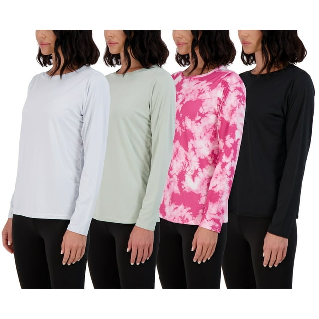 Real Essentials 4 Pack: Women's Dry-Fit Tech Stretch Long-Sleeve ...
