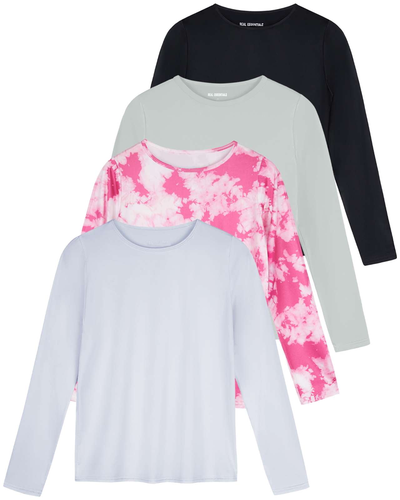 Real Essentials 4 Pack: Women's Dry-Fit Tech Stretch Long-Sleeve ...