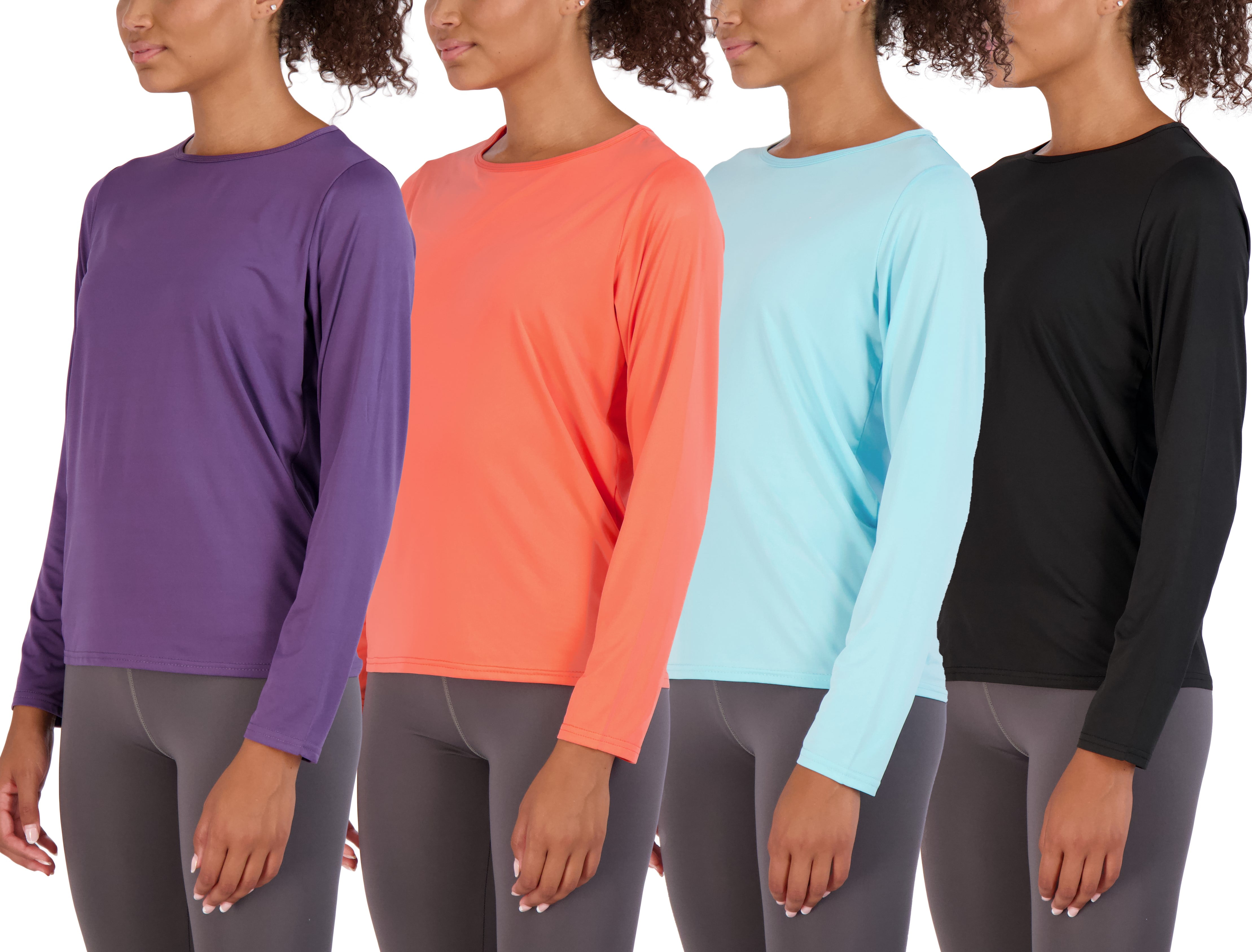 Real Essentials 4 Pack: Women's Dry-Fit Tech Stretch Long-Sleeve ...
