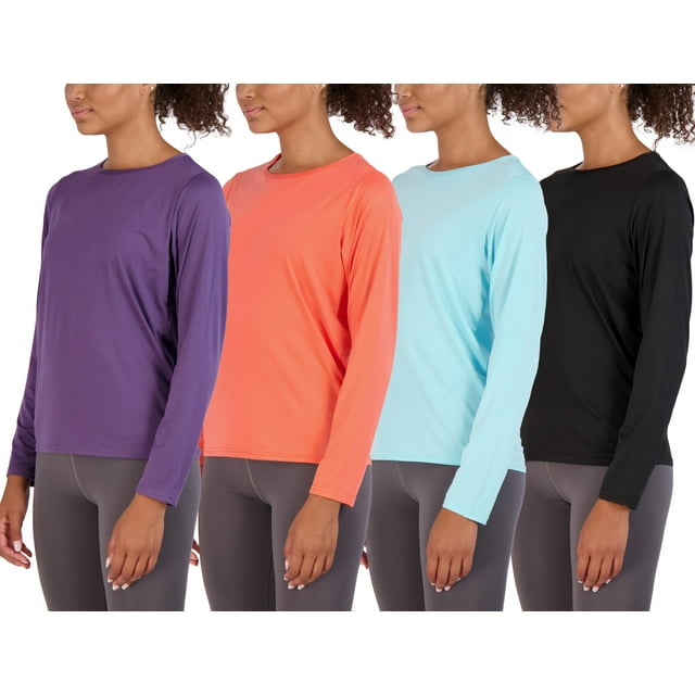 Real Essentials 4 Pack: Women's Dry-Fit Tech Stretch Long-Sleeve ...