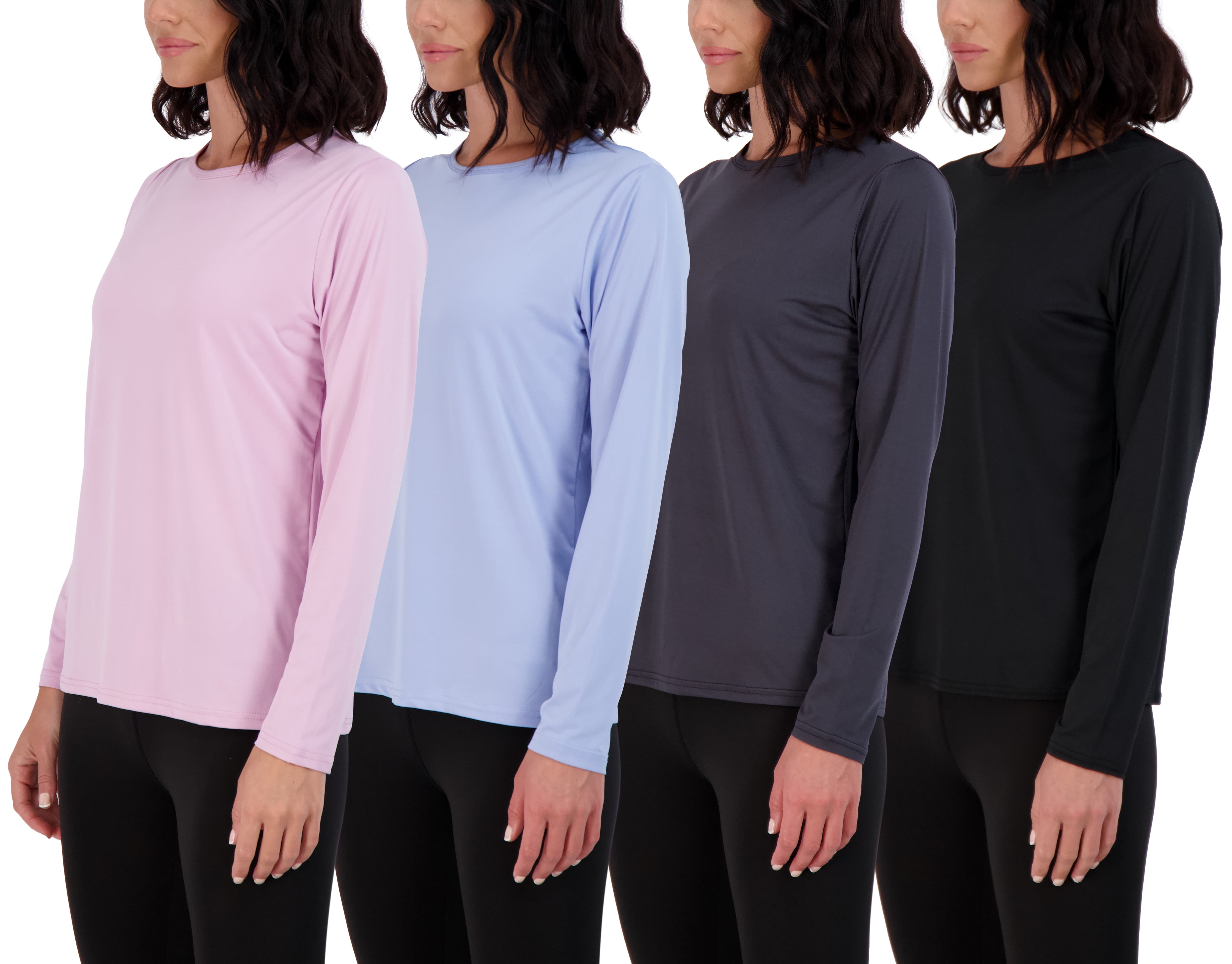 Real Essentials 4 Pack: Women's Dry-Fit Tech Stretch Long-Sleeve ...