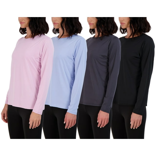 Real Essentials 4 Pack: Women's Dry-Fit Tech Stretch Long-Sleeve ...
