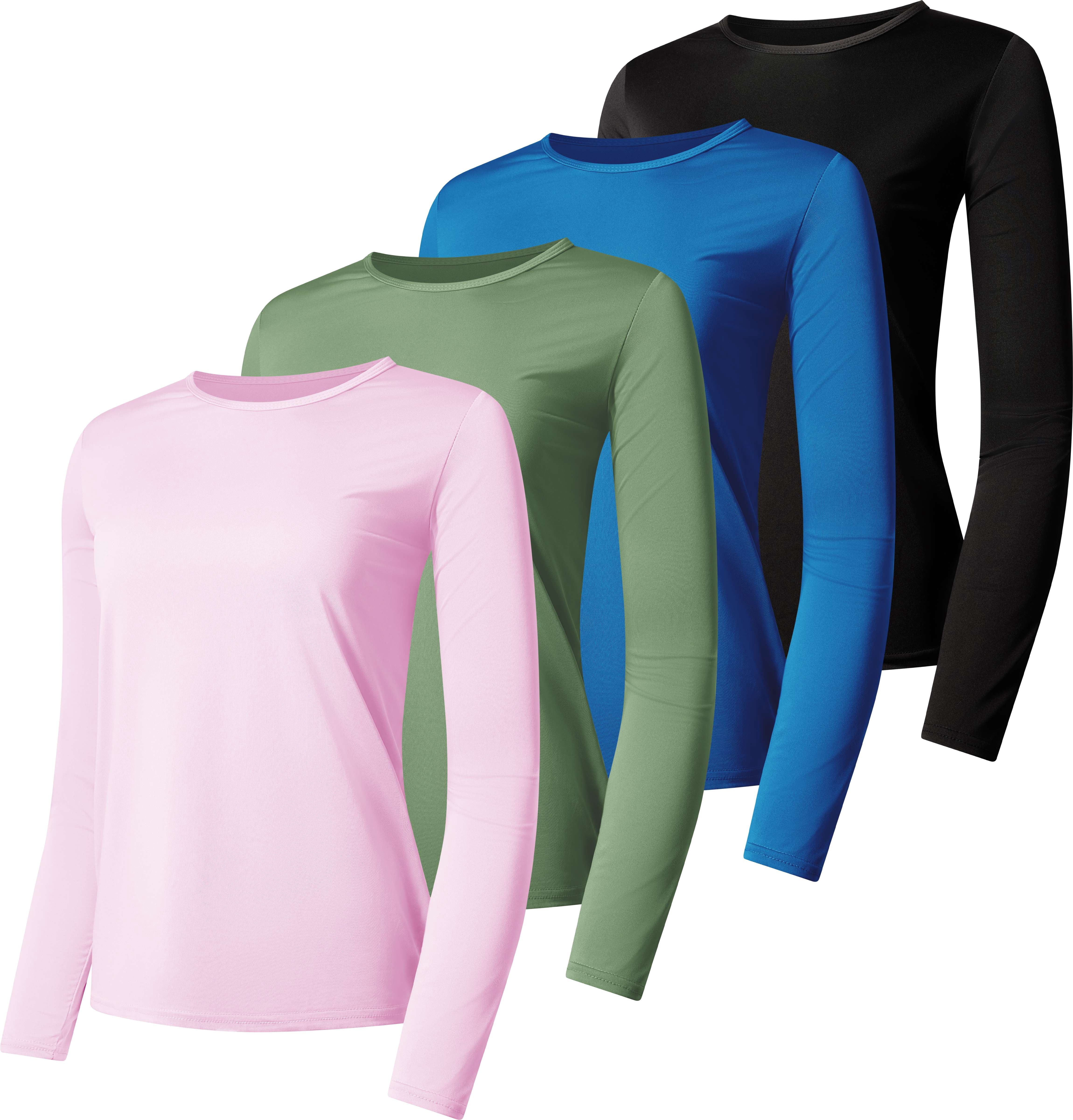Real Essentials 4 Pack: Women's Dry-Fit Tech Stretch Long-Sleeve ...
