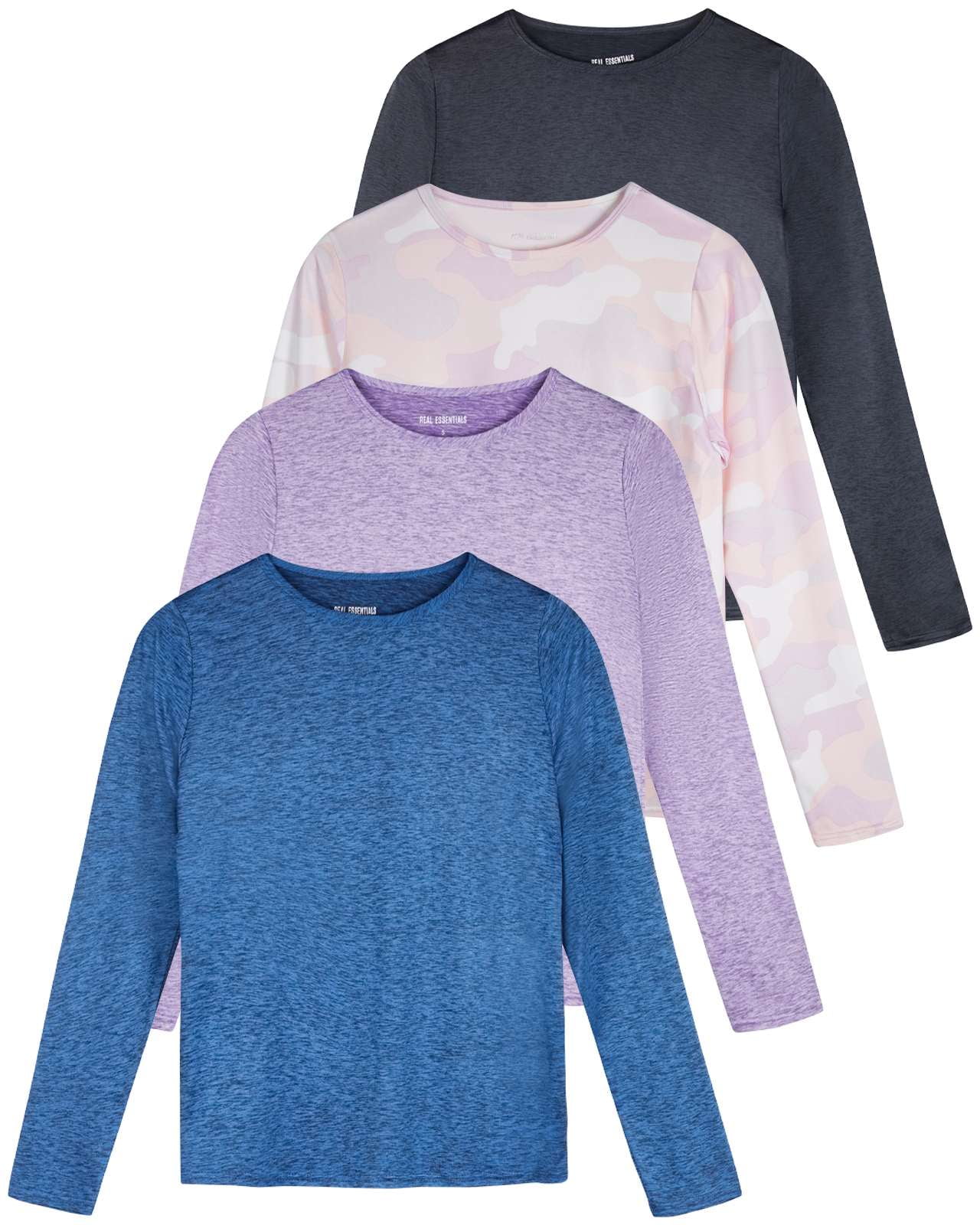 Real Essentials 4 Pack: Women's Dry-Fit Tech Stretch Long-Sleeve ...