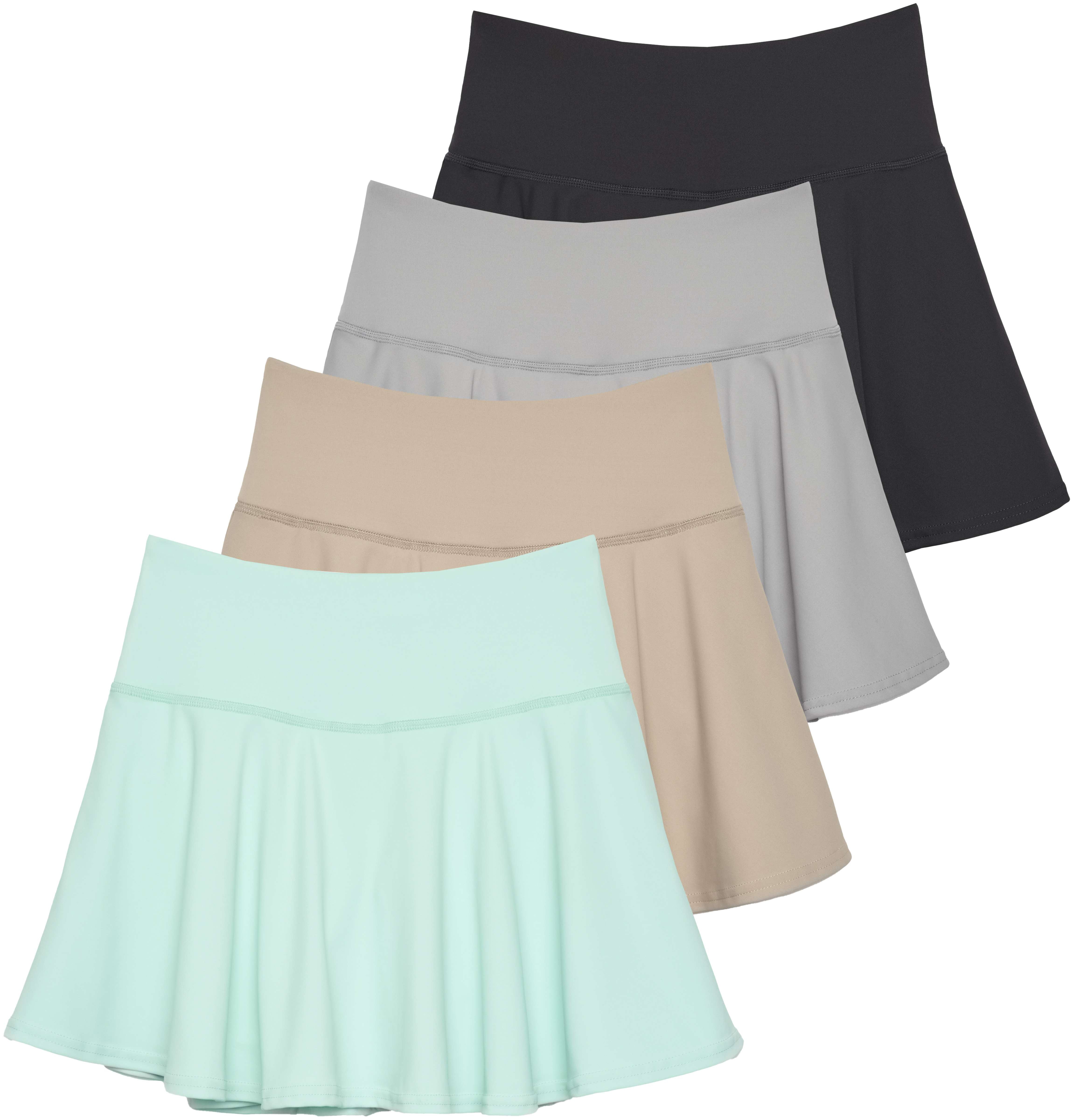 Real Essentials 4 Pack: Women's High Waisted Tennis Skirts Skater Skort ...