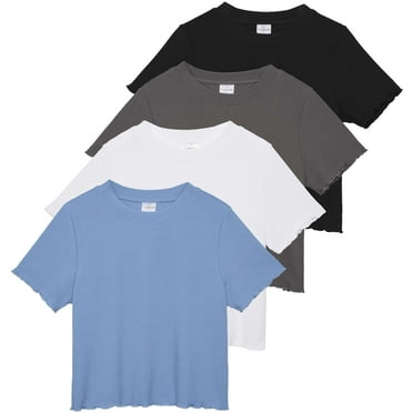 Real Essentials 5 Pack: Women's Short Sleeve Active Workout T-Shirts ...