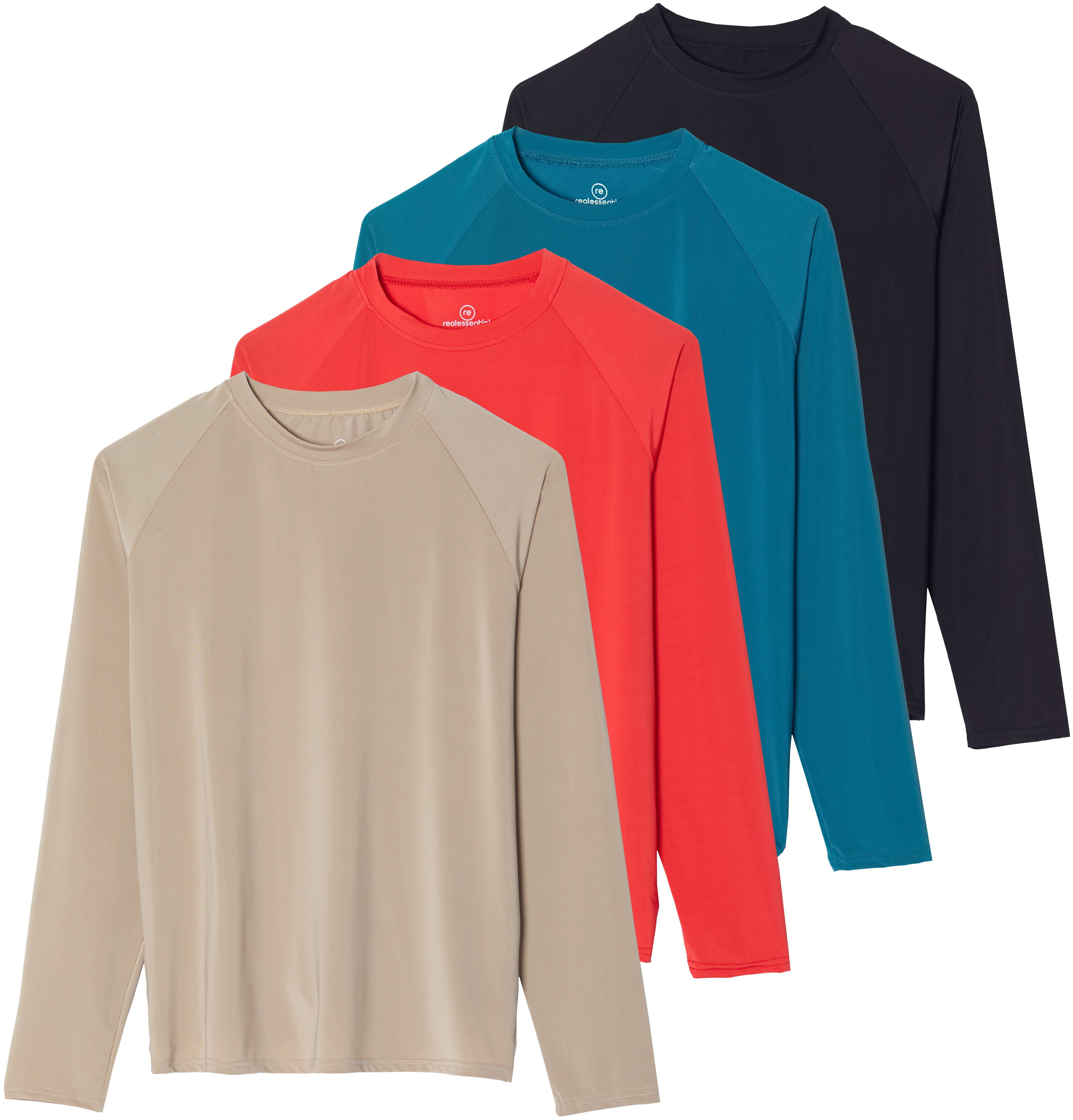Real Essentials 4 Pack: Women's Long Sleeve Rash Guard Shirt Swimwear ...