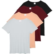 Real Essentials 4 Pack: Women's Cotton Classic-Fit Long-Sleeve Crewneck ...