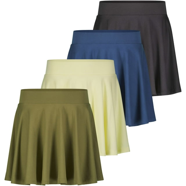 Real Essentials 4 Pack: Women's Soft Casual Pleated Mini Skirt - Skater ...