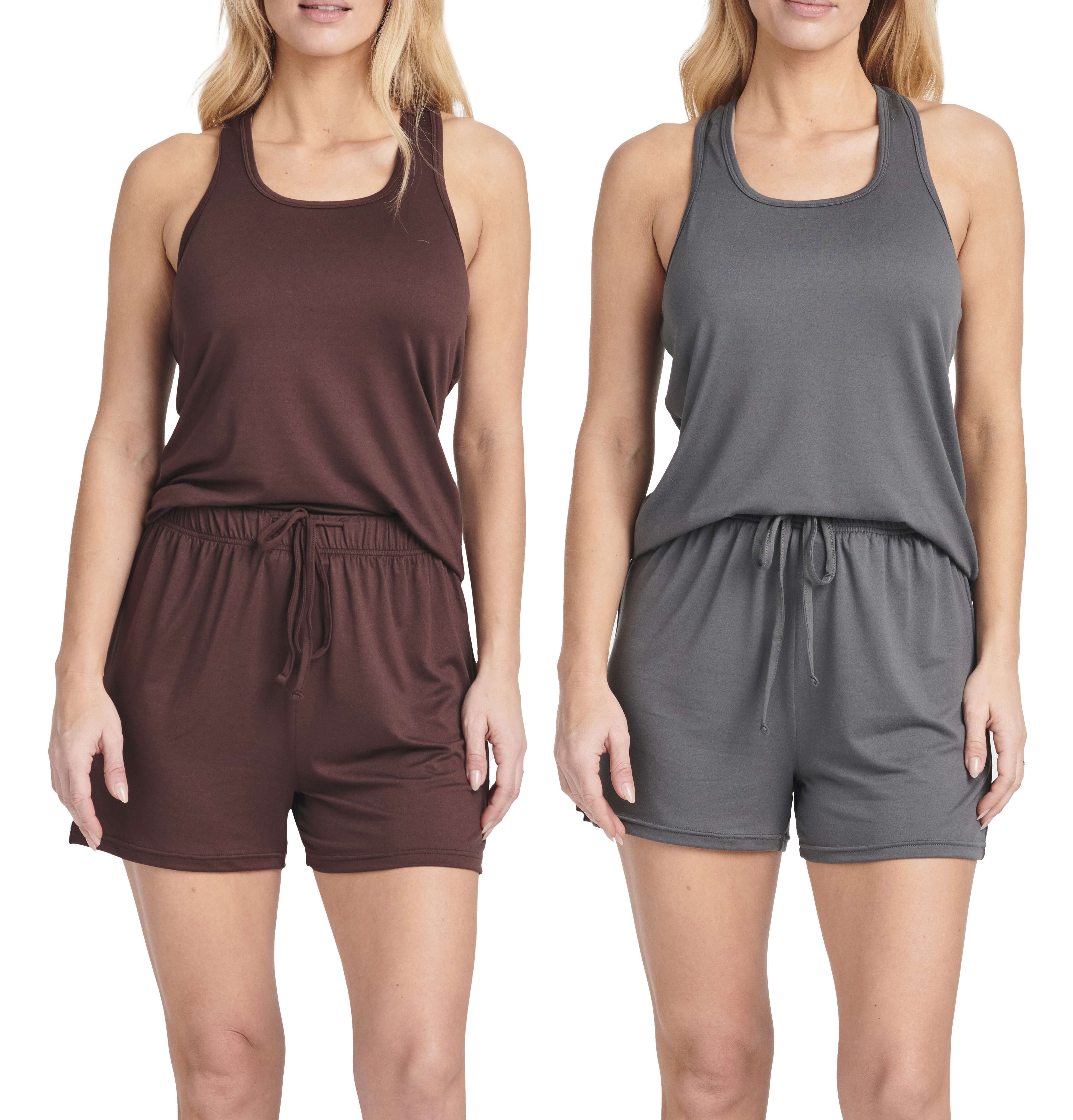 Real Essentials 4 Piece: Women's Super-Soft Tank Top and Short Pajama ...